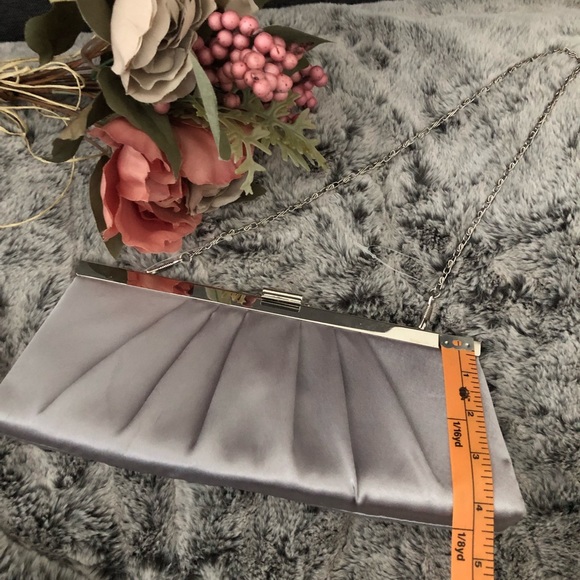Jessica McClintock | Bags | Jessica Mcclintock Satin Pleat Frame Pewter | Poshmark